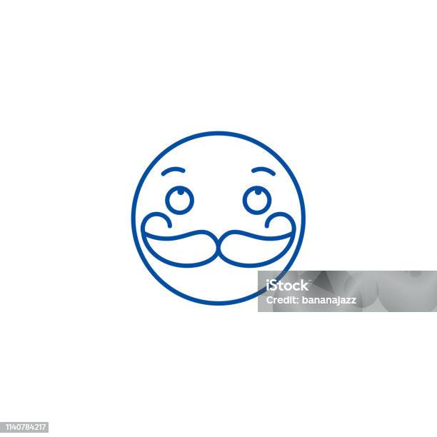 Concept Dicône De Ligne De Moustache Emoji Moustache Emoji Plat Vecteur