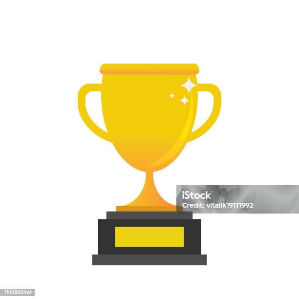 Coupe Trophée Coupe Dor De Couleur Trophée En Style Plat Fond Isolé