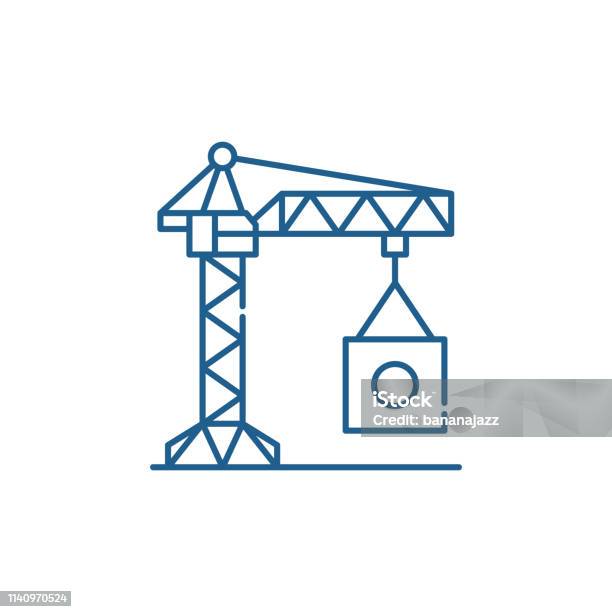 Concept Dicône De Ligne De Grue Industrielle Symbole De Vecteur Plat De