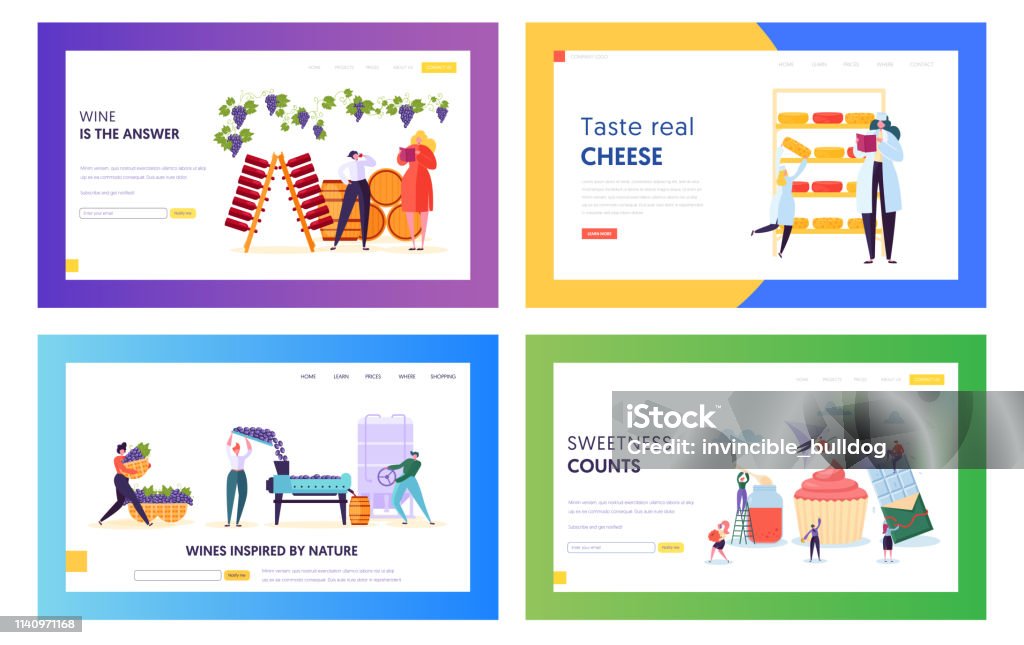 Set Lezat Makanan Dan Minuman Memproduksi Template Halaman Arahan