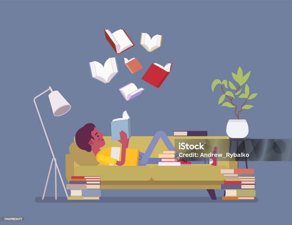 Ilustración De Lector De Libros Masculino Y Más Vectores Libres De