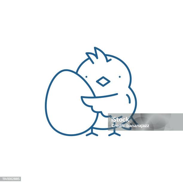 Poussin Avec Un Concept Dicône De Ligne Doeuf Poussin Avec Un Symbole