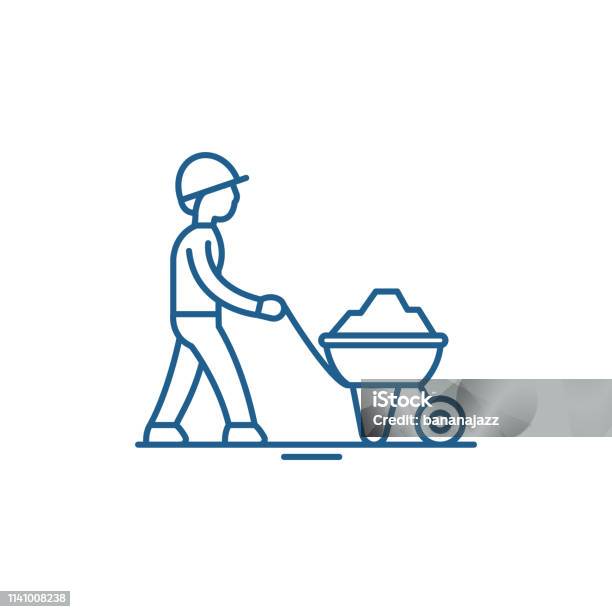 Vetores De Conceito Do Ícone Da Linha Das Obras De Construção A