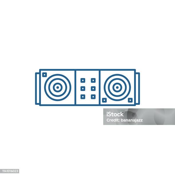 Concept Dicône De Ligne De Bureau De Dj Symbole De Vecteur Plat De