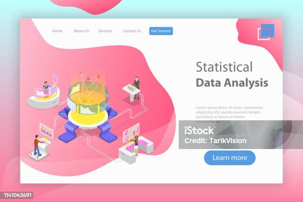 Datar Isometrik Vektor Halaman Halaman Template Data Statis Ilustrasi
