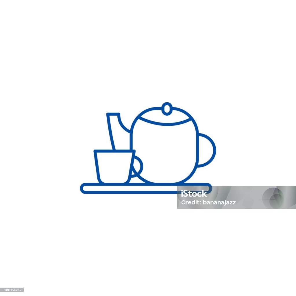 Vetores De Copo De Chá E Conceito Da Linha Do Teapot Ícone O Copo De