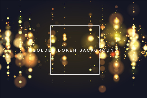 Golden Bokeh Sparkle Glitter Lights Luxury Glamor Background Abstract