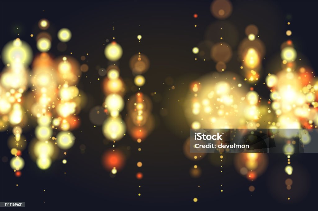 Golden Bokeh Sparkle Glitter Lights Luxury Glamor Background Abstract