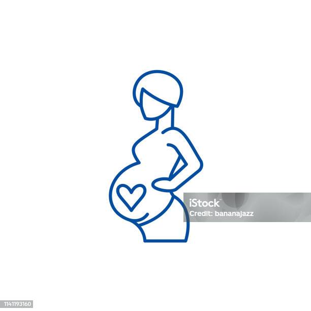 Concept Dicône De Ligne De Grossesse Symbole De Vecteur Plat De