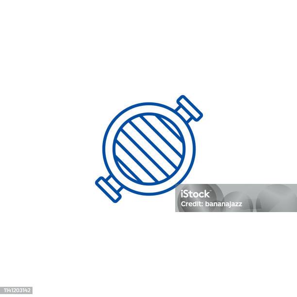 Konsep Ikon Garis Panggangan Bulat Simbol Vektor Datar Panggang Bulat