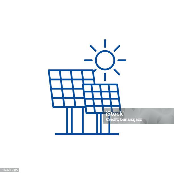 Concept Dicône De Ligne Dénergie Solaire Énergie Solaire Vecteur Plat