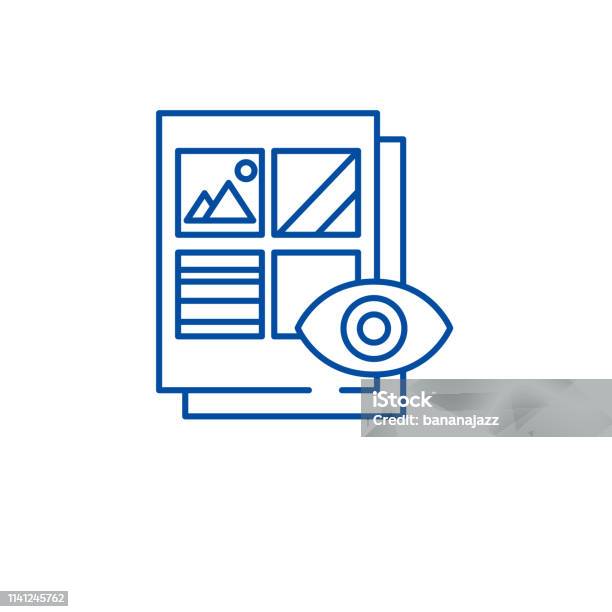 Konsep Ikon Garis Dokumen Visual Dokumen Visual Simbol Vektor Datar