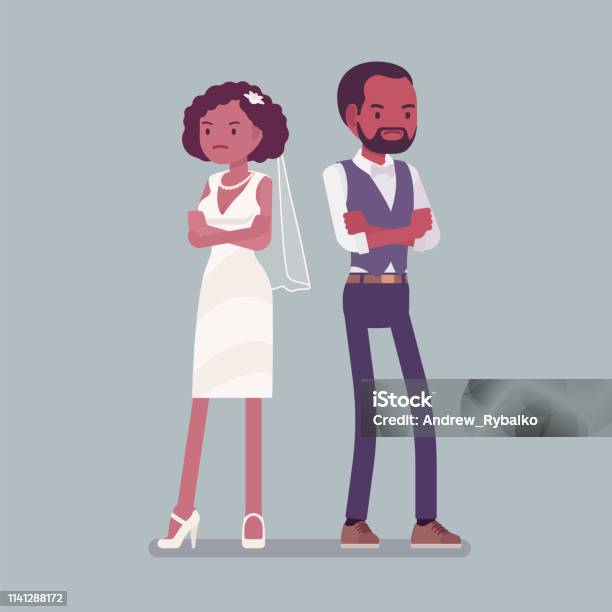 Angry Offended Bride Groom On Wedding Ceremony Stock Illustration