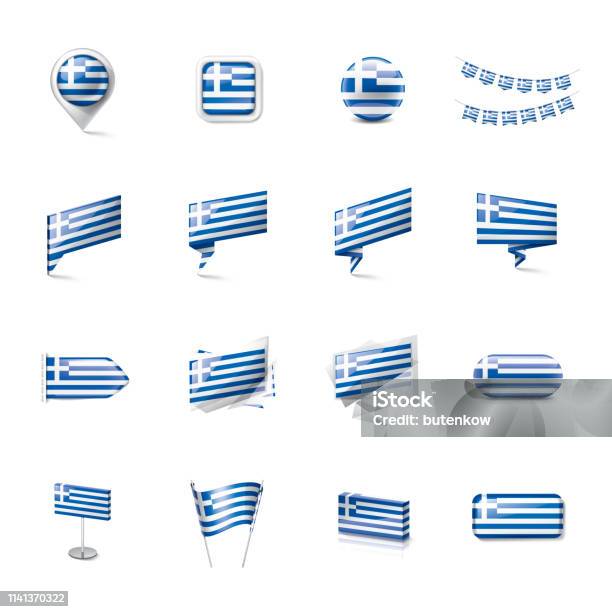 Ilustración De Bandera De Grecia Ilustración Vectorial Sobre Un Fondo