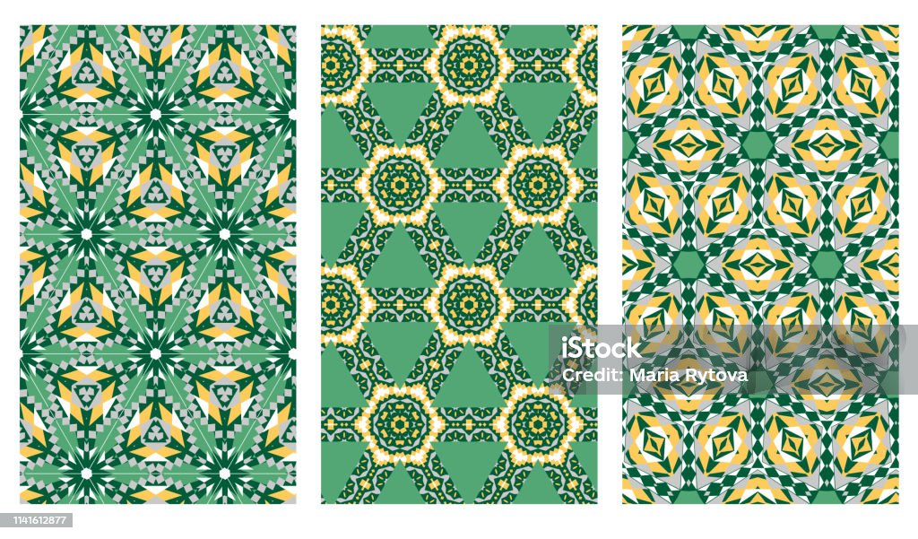 Set Of Geometric Seamless Pattern In African Style Stock Illustration