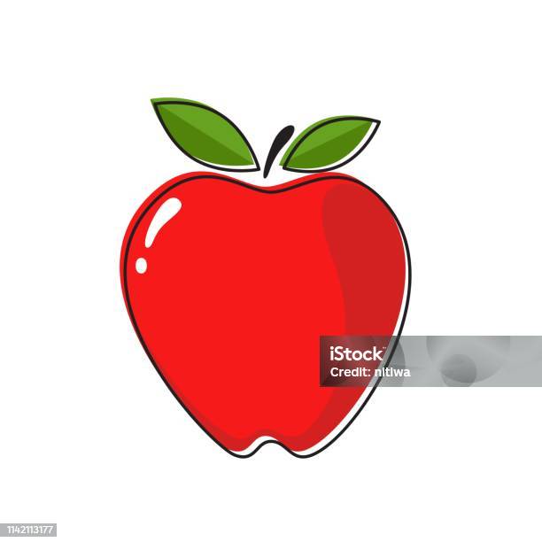 Elemen Kartun Apel Merah Terisolasi Untuk Logo Ikon Atau Penggunaan Apa