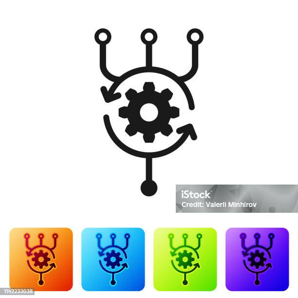 Black Algorithm Icon Isolated On White Background Algorithm Symbol Design From Artificial