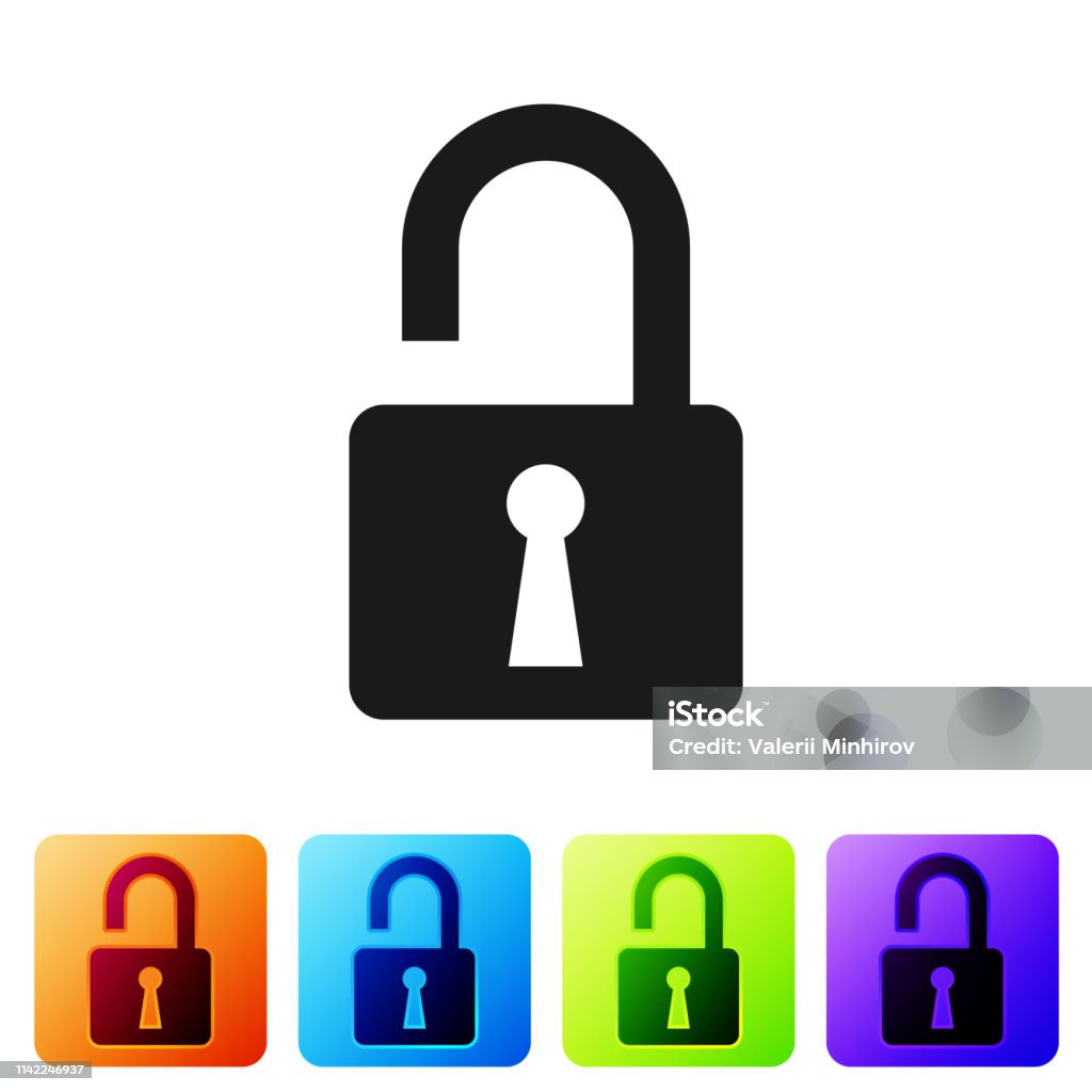 Icône De Cadenas Ouvert Noir Isolé Sur Fond Blanc Signe De Serrure
