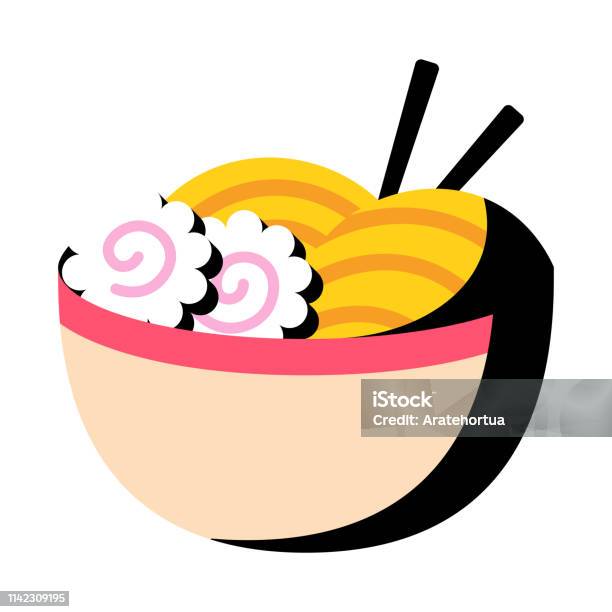 Icône De Ramen De Dessin Animé Disolement Sur Le Fond Blanc Vecteurs
