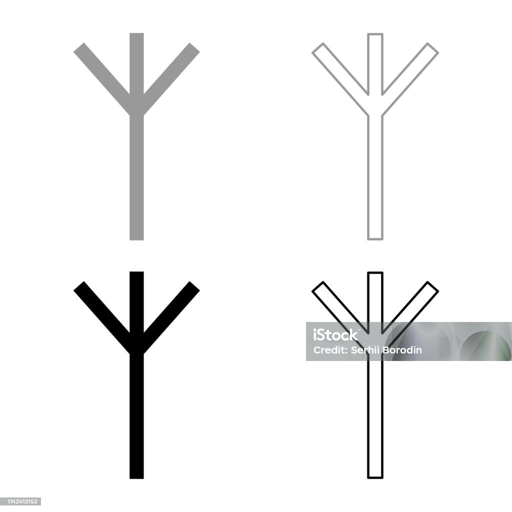 Vetores De Algiz Elgiz Rune Elk Reed Símbolo De Defesa Icon Conjunto