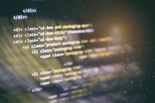 Foto De Uso De Css Javascript E Html Monitore O Close Up Do Códigofonte