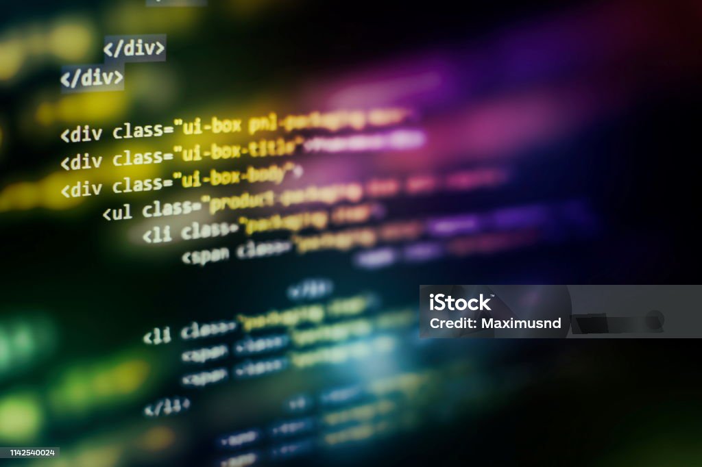 Foto De Uso De Css Javascript E Html Monitore O Close Up Do Códigofonte