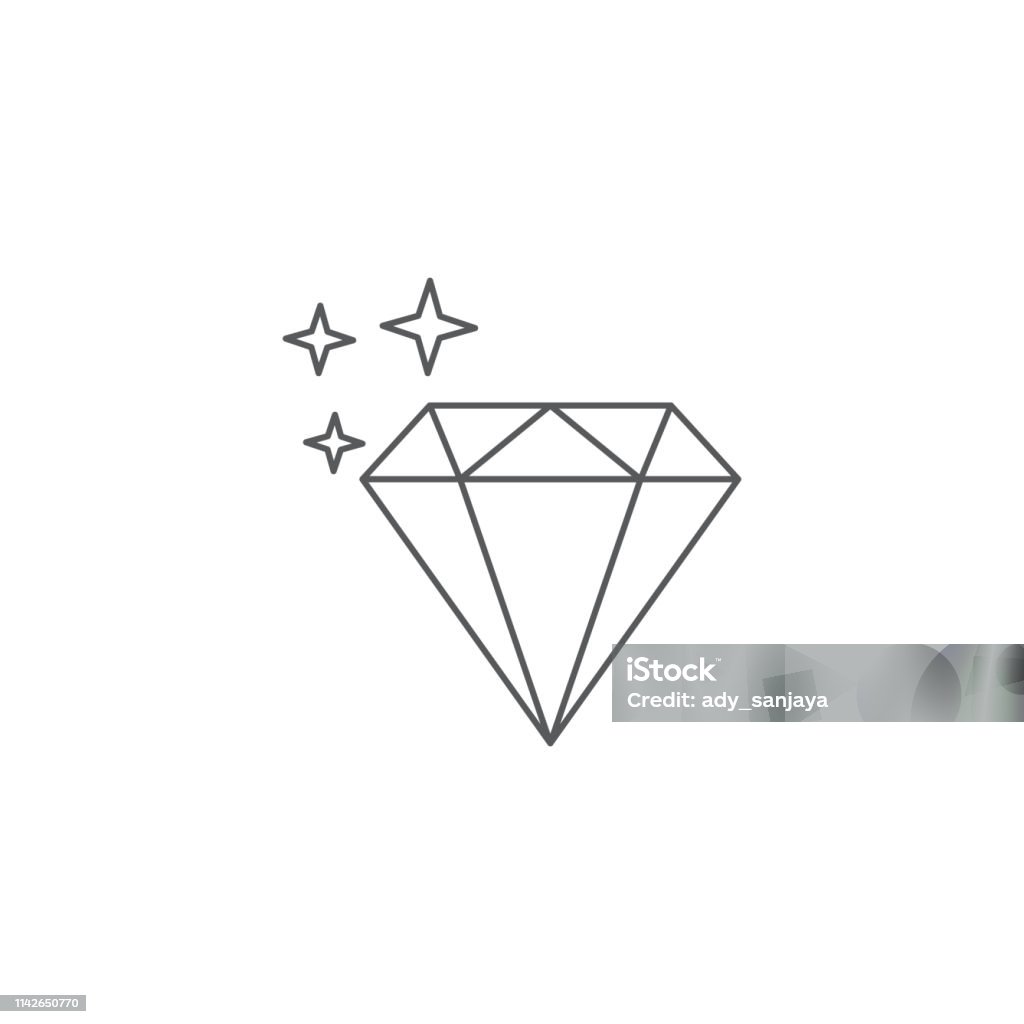 Ikon Garis Berlian Tanda Vektor Kerangka Pictogram Gaya Linear