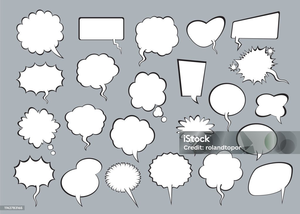 Ilustración De Conjunto De Burbujas De Habla Cómica Sobre Fondo Gris