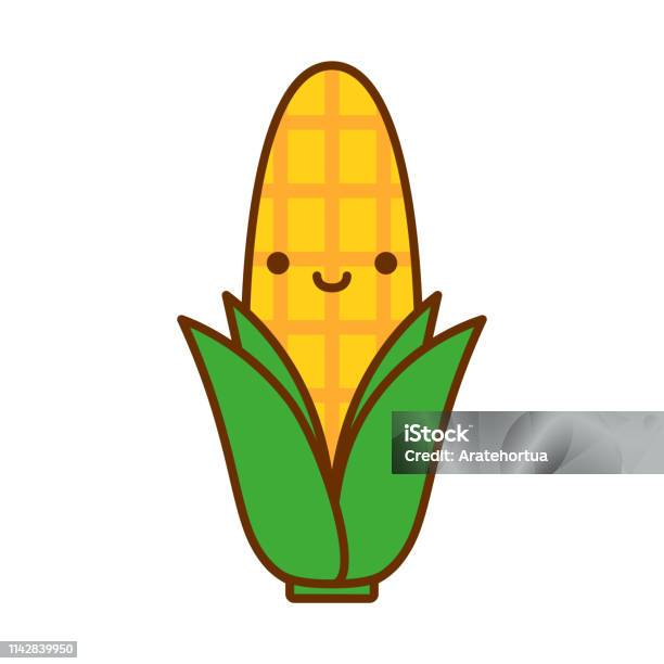Graphisme Mignon De Maïs De Dessin Animé Disolement Sur Le Fond Blanc