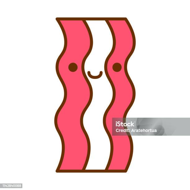 Graphisme Mignon De Bacon De Dessin Animé Disolement Sur Le Fond Blanc