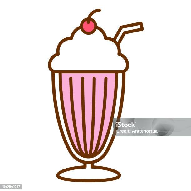Icône De Milkshake De Dessin Animé Disolement Sur Le Fond Blanc