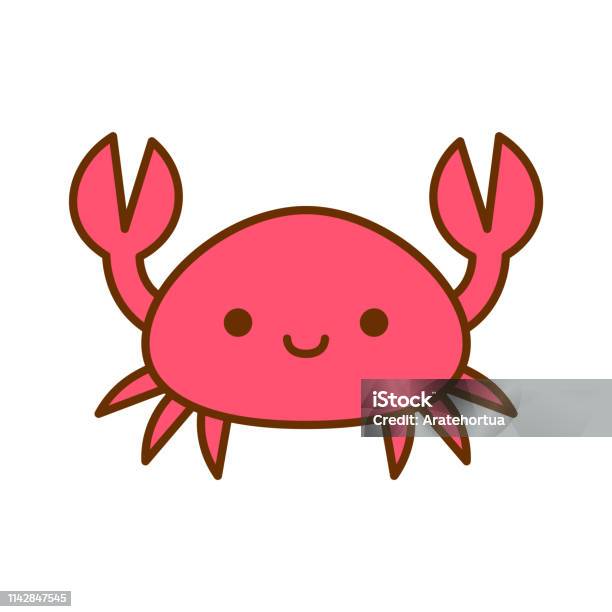 Icône De Crabe Mignon De Dessin Animé Disolement Sur Le Fond Blanc