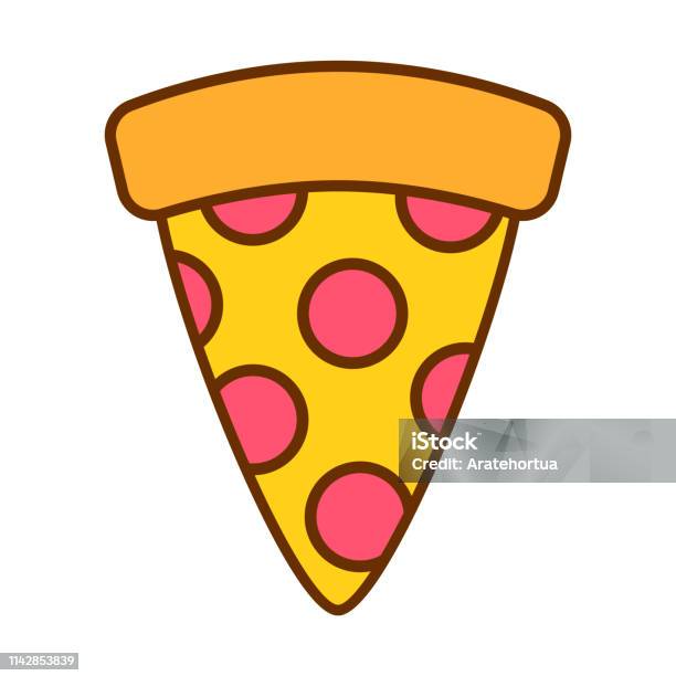 Graphisme De Pizza De Dessin Animé Disolement Sur Le Fond Blanc