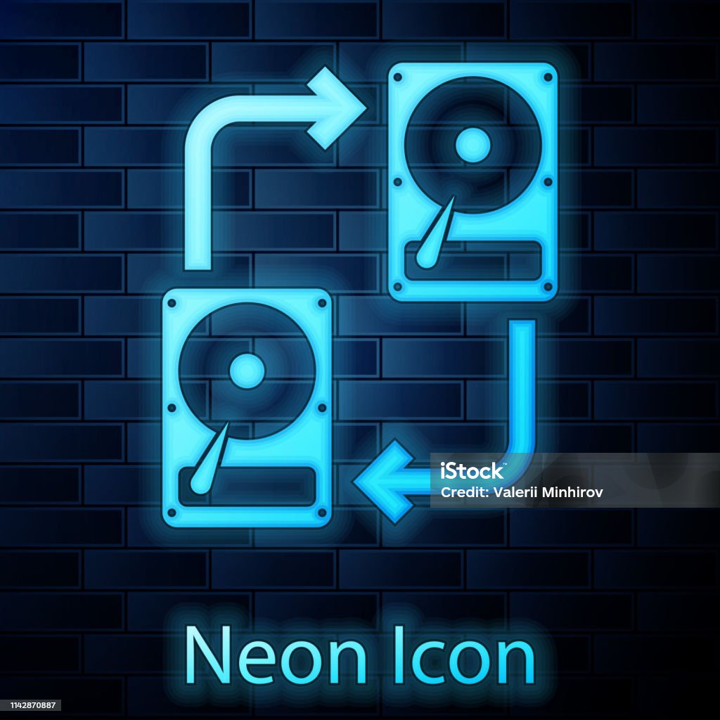 Neon Bersinar Hard Disk Perangkat Penyimpanan Data Tetap Dengan Panah ... Neon Bersinar Hard Disk Perangkat Penyimpanan Data Tetap Dengan Panah ...