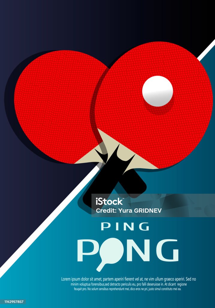 Ping Pong Poster Template Table And Rackets For Pingpong Vector