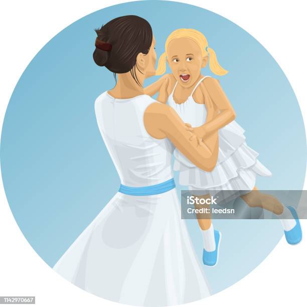 Vector Ailesi Anne Ve Kızı Eğlenin Birlikte Mutlu Bir Aile Kadın