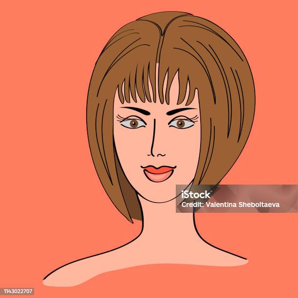 Kartun Tangan Digambar Wajah Gadis Gambar Untuk Avatar Ikon Ilustrasi