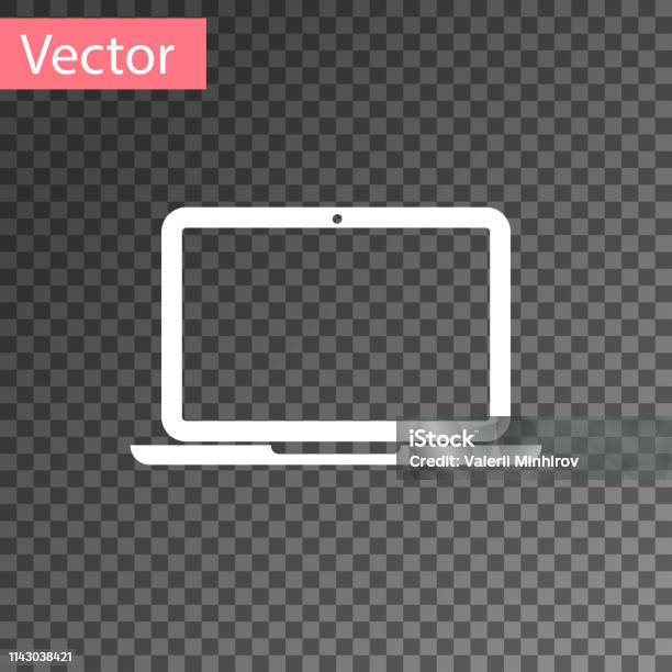 Witte Laptop Icoon Geïsoleerd Op Transparante Achtergrond Computer