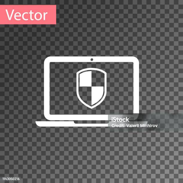 Laptop Putih Dilindungi Dengan Ikon Simbol Perisai Yang Terisolasi Pada ... Laptop Putih Dilindungi Dengan Ikon Simbol Perisai Yang Terisolasi Pada ...