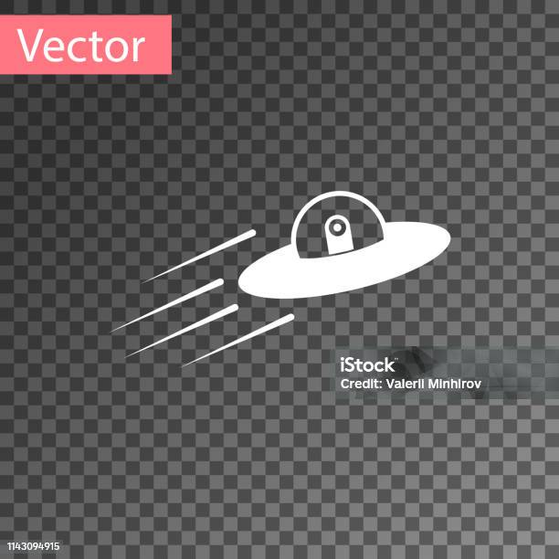 Ufo Blanc Volant Vaisseau Spatial Et Icône Extraterrestre Isolé Sur