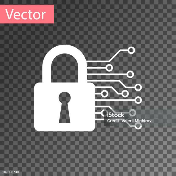 Ikon Keamanan Cyber Putih Terisolasi Pada Latar Belakang Transparan