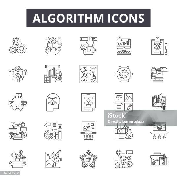Icônes De Ligne Dalgorithme Ensemble De Signes Vecteur Concept De
