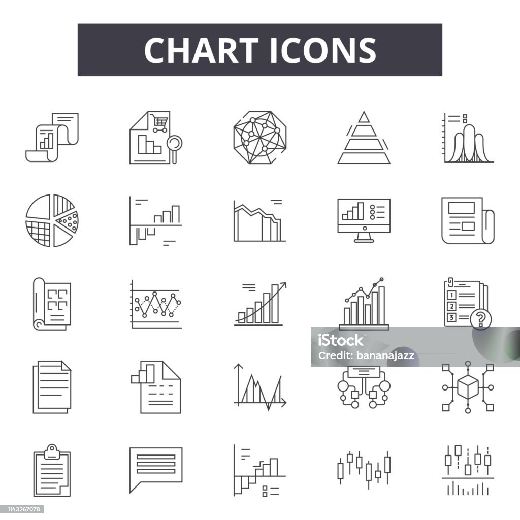 Ikon Garis Bagan Tanda Diatur Vektor Konsep Kerangka Bagan Ilustrasi