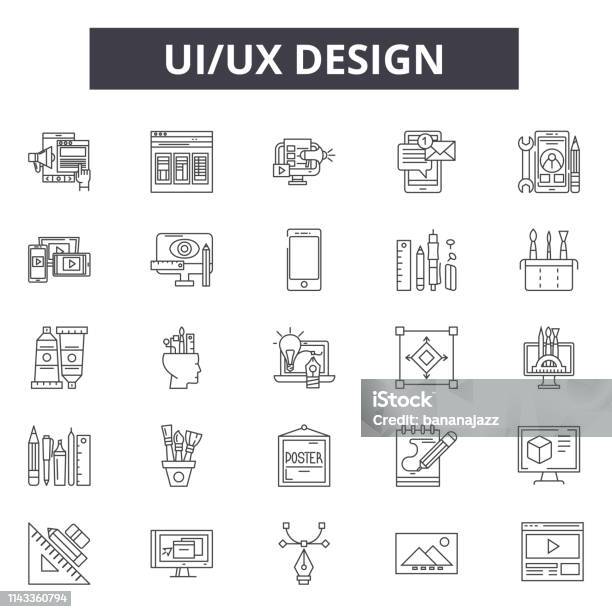 Ikon Garis Desain Ui Ux Tanda Diatur Vektor Konsep Kerangka Desain Ui ... Ikon Garis Desain Ui Ux Tanda Diatur Vektor Konsep Kerangka Desain Ui ...