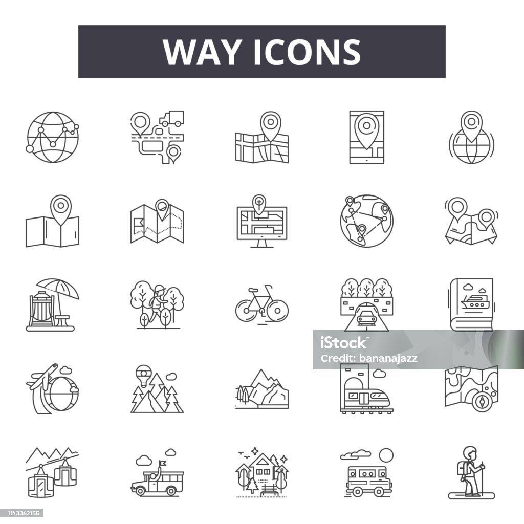Wegzeilenicons Zeichen Gesetzt Vektor Wegskizzenkonzept Illustration ... Wegzeilenicons Zeichen Gesetzt Vektor Wegskizzenkonzept Illustration ...