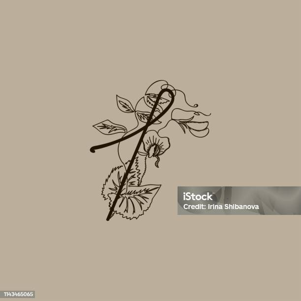 Vector Hand Drawn Floral Numbers Monogram Atau Logo Angka Dengan Bunga