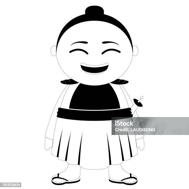 Ilustración De Aislado Personaje Tradicional Asiático De Dibujos