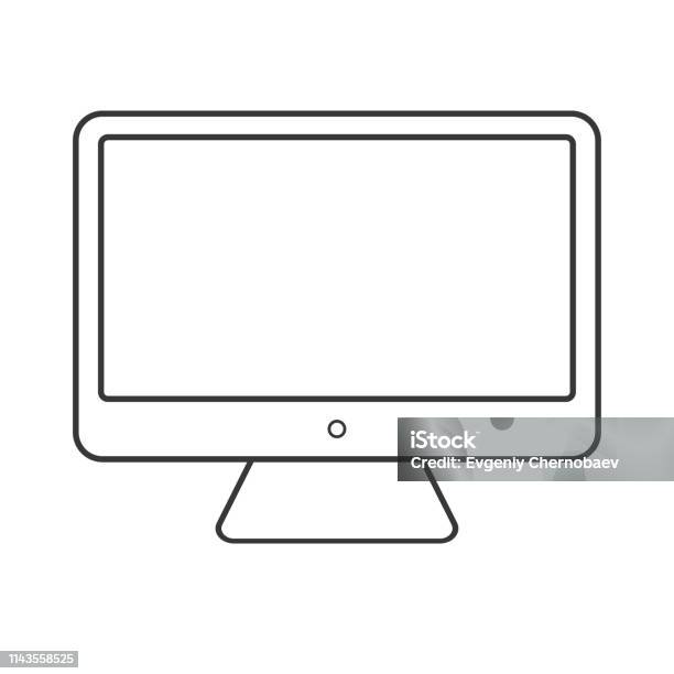 Black Color Desktop Computer Outline Icon Vector Eps10 Screen Outline ... Black Color Desktop Computer Outline Icon Vector Eps10 Screen Outline ...