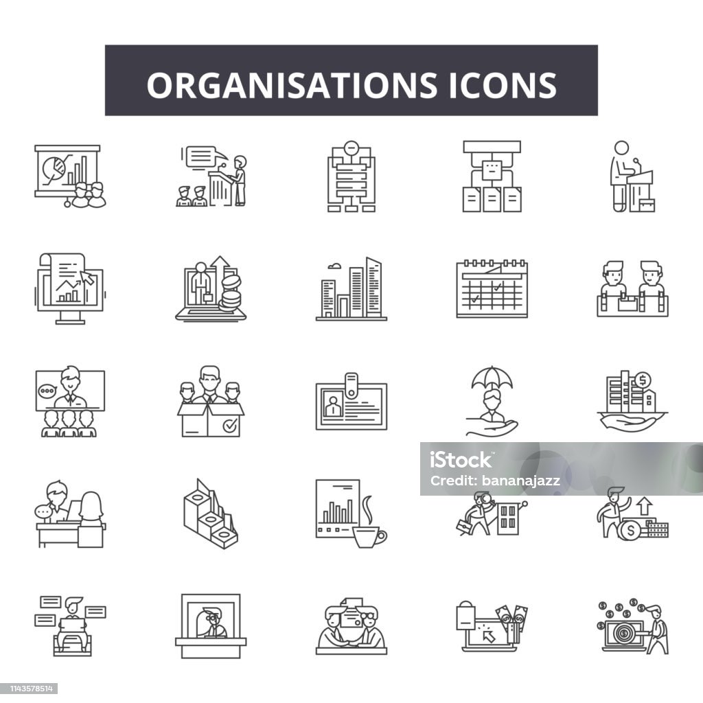Icônes De Ligne Dorganisation Ensemble De Signes Vecteur Organisation ... Icônes De Ligne Dorganisation Ensemble De Signes Vecteur Organisation ...