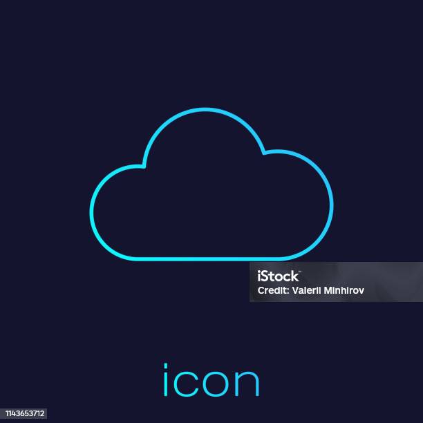 Ikon Garis Awan Pirus Terisolasi Pada Latar Belakang Biru Ilustrasi